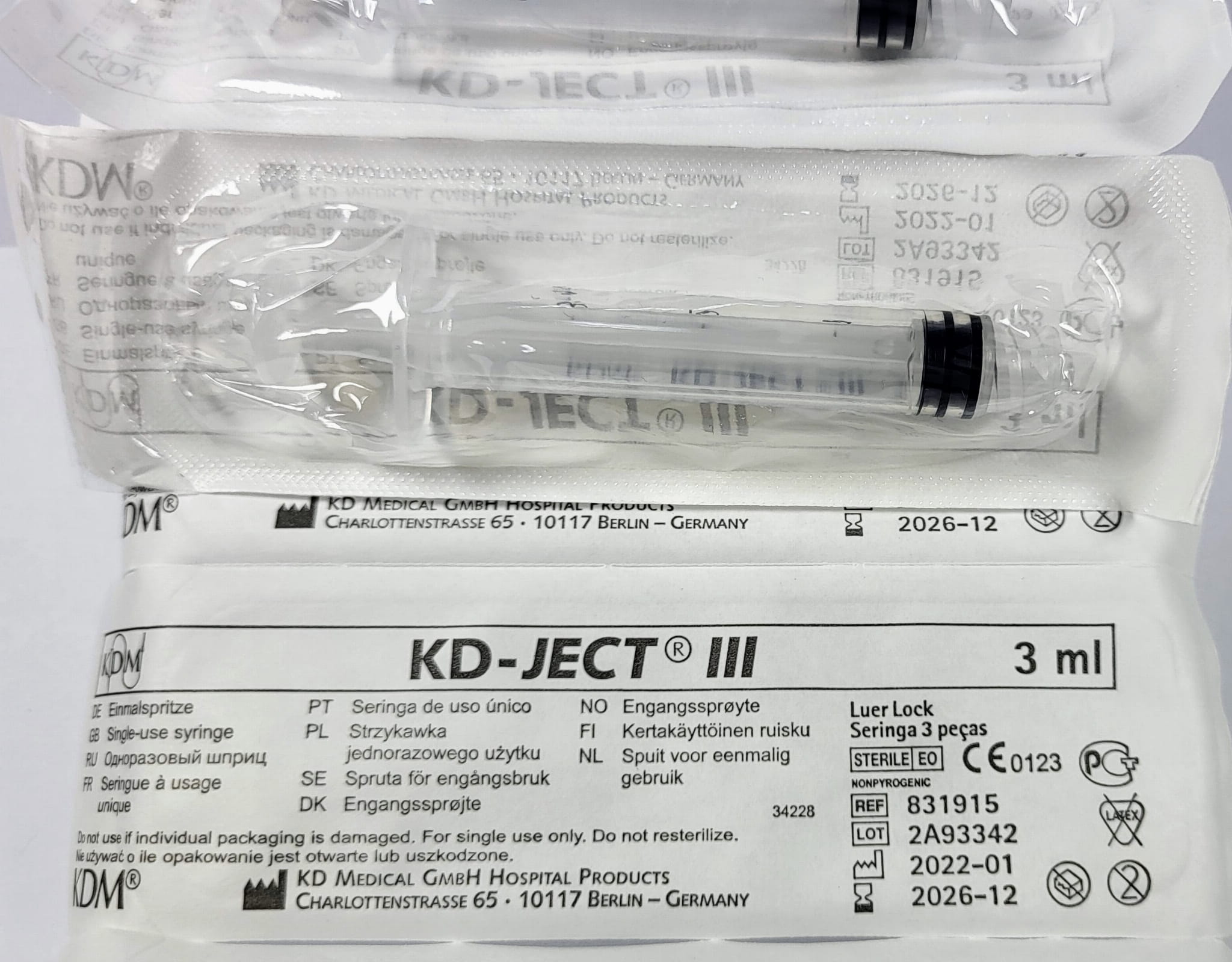 Strzykawki 3ml 3-cz. KDM KD-JECT III ref.931915 3-cz z końcówką do ...