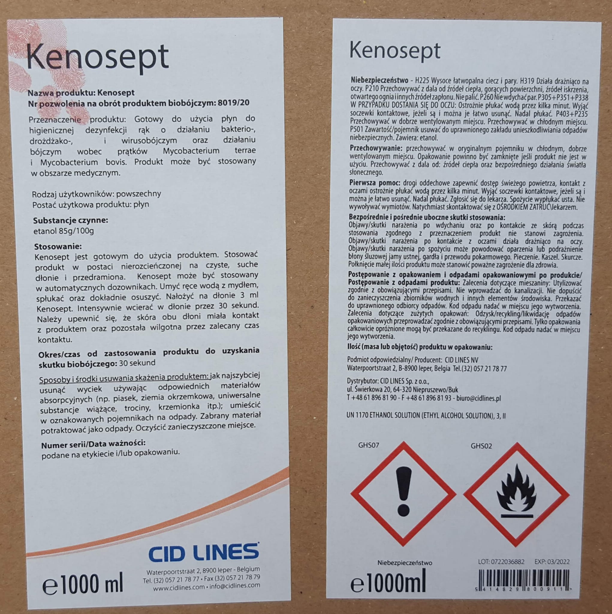 Cid Lines KENOSEPT. 1l PŁYN do dezynfekcji rąk ze środkiem nawilżającym ...